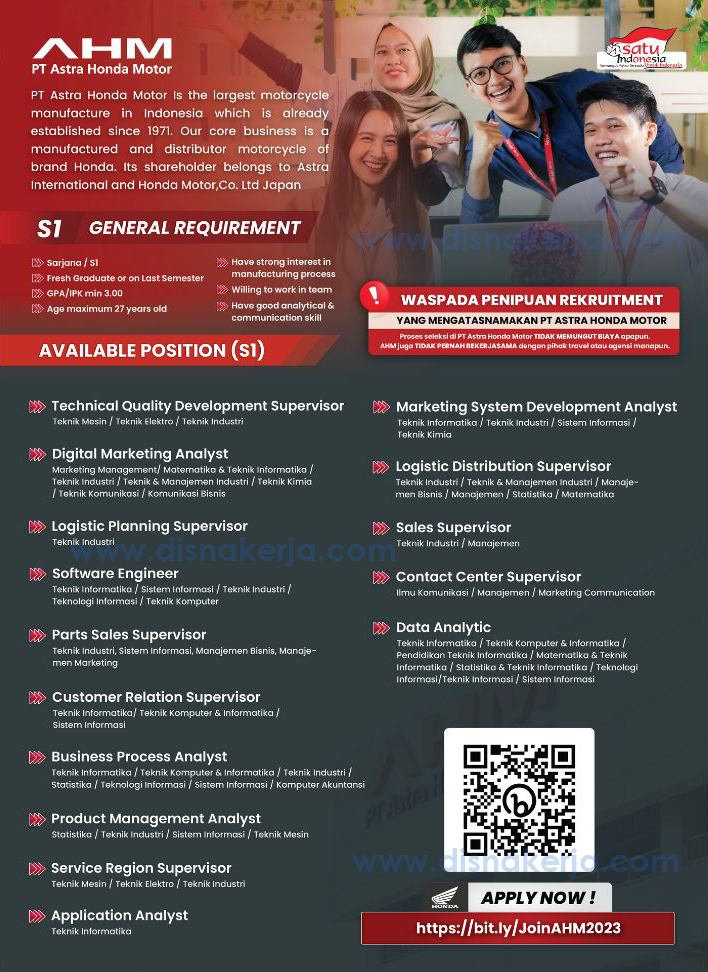 PT Astra Honda Motor (AHM) - DISNAKERJA.COM